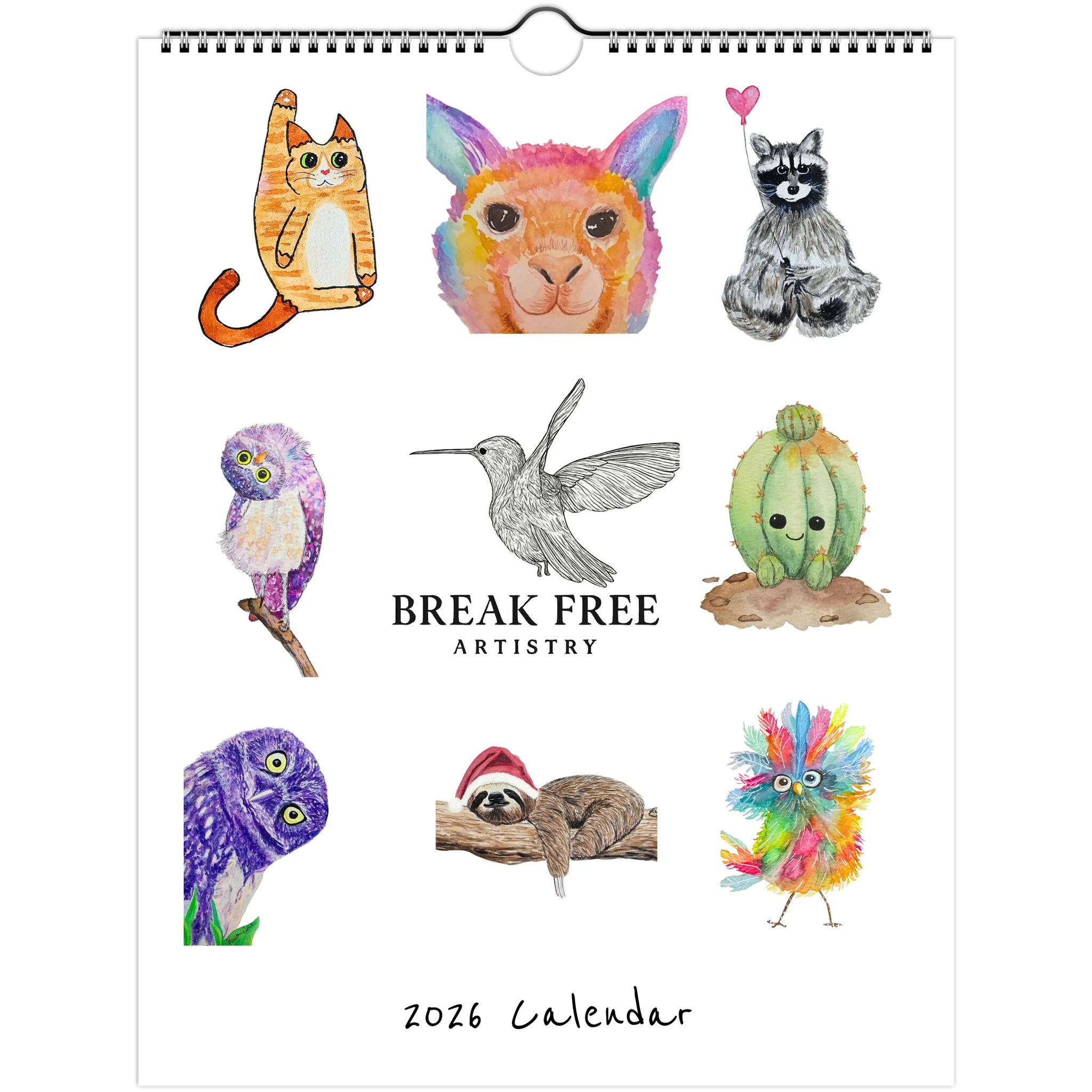 Break Free Artistry Single Sided Letter Size Wall Calendars 2026 (US